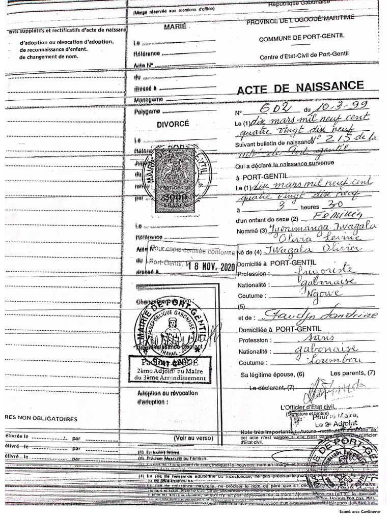 Acte de Naissance | PDF