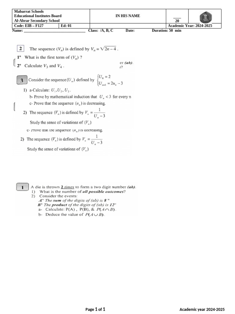 Gr11 Math Exam | PDF