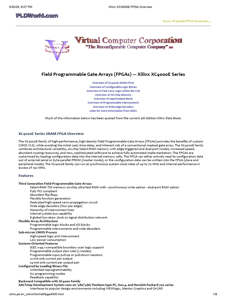 Xilinx XC4000E FPGA Overview | PDF | Field Programmable Gate Array | Logic Gate