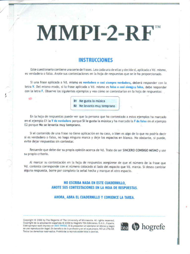 MMPI-2-RF | PDF