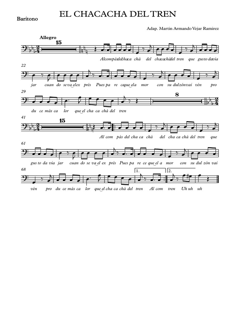 EL CHACACHA DEL TREN (coro) - Barítono | PDF