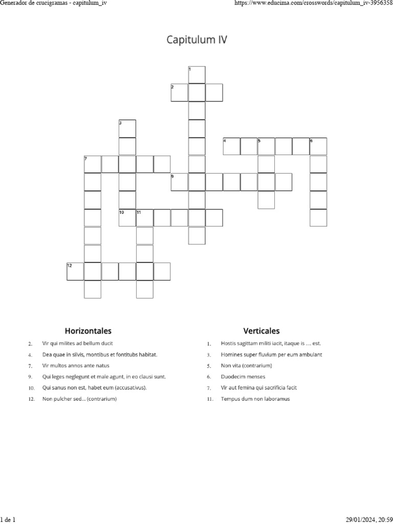 Crucigramas - Capitulum - IV | PDF