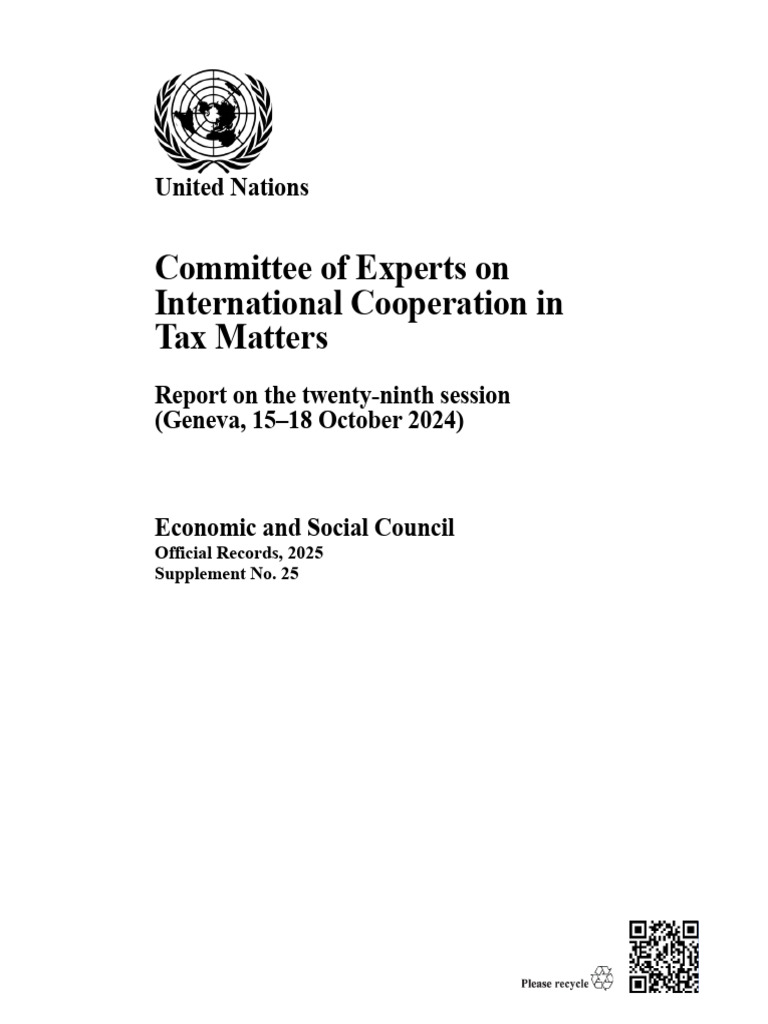 UN Tax Cooperation Committee Report 2024 | PDF | Taxes | Tax Treaty