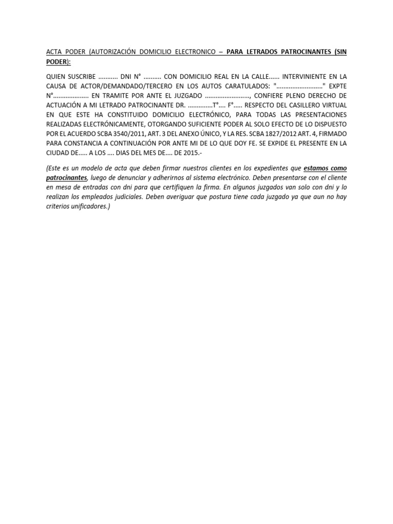 Acta Poder Modelo 2 | PDF