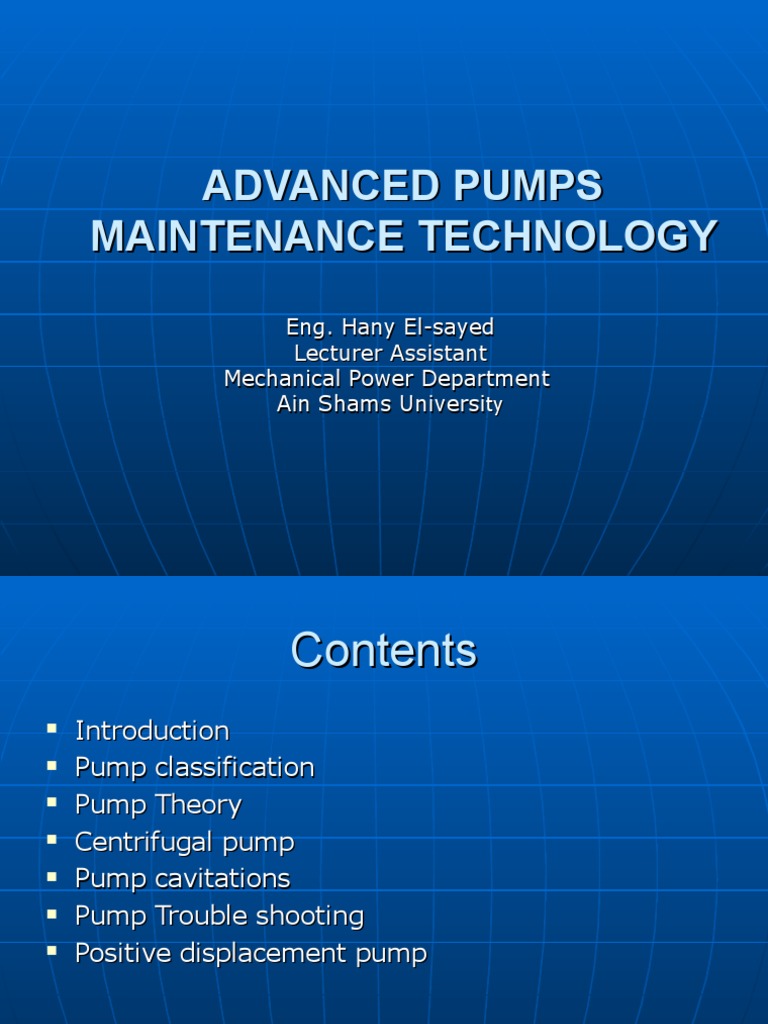 Pump Presentation | PDF | Pump | Bearing (Mechanical)