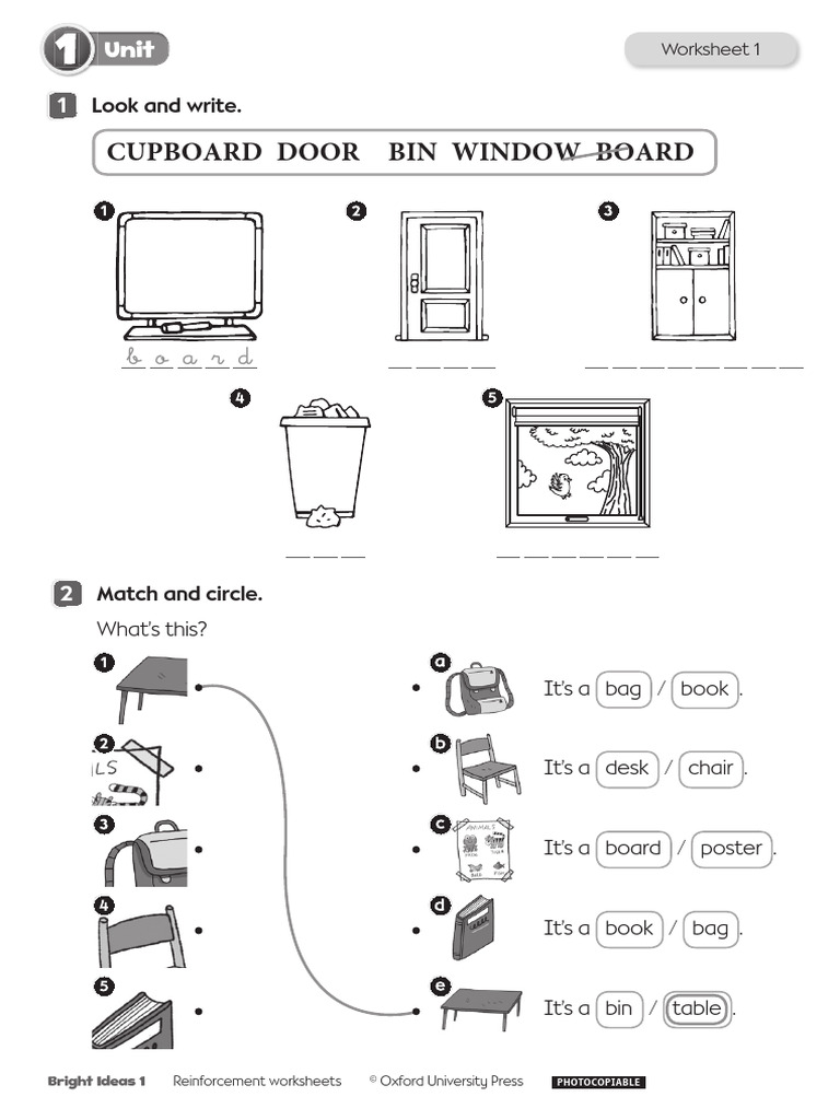 Bright Ideas 1 Reinforcement Worksheets | PDF