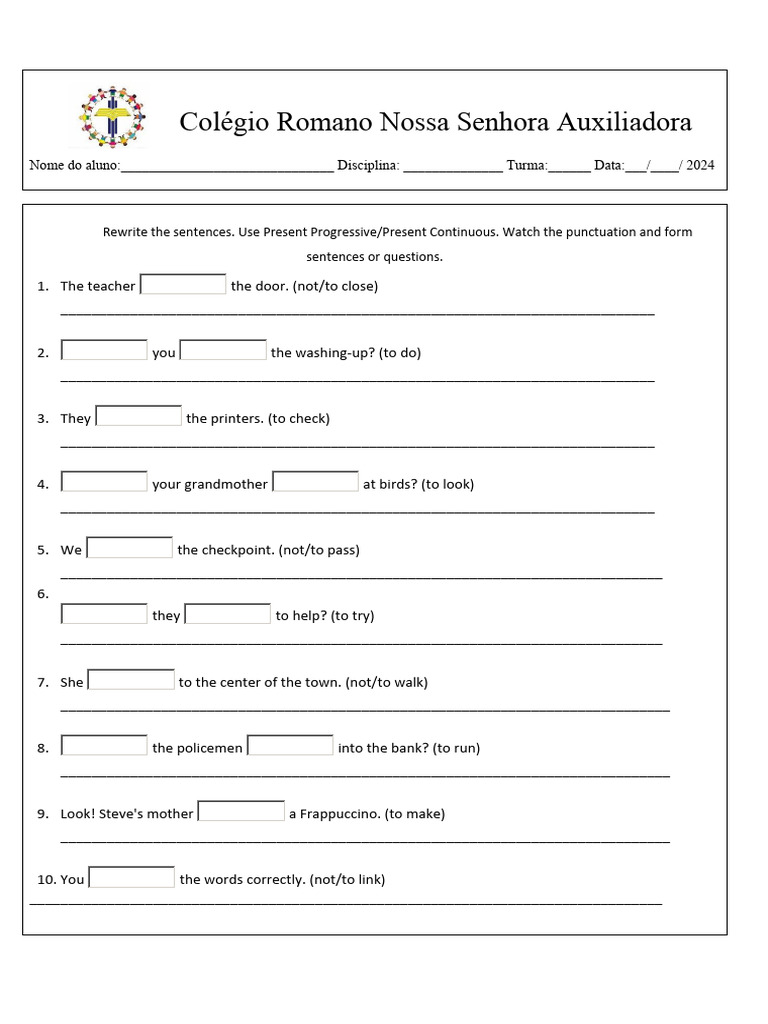 Atividade 191 - Present Continuous | PDF