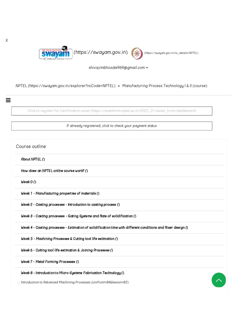 Manufacturing Process Technology I & II - Unit 11 - Week 8 ...