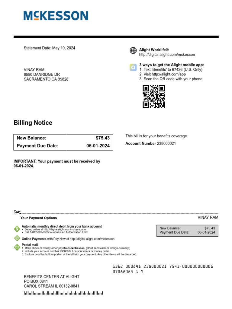 Billing Notice: New Balance: $75.43 Payment Due Date: 06-01-2024 | PDF ...