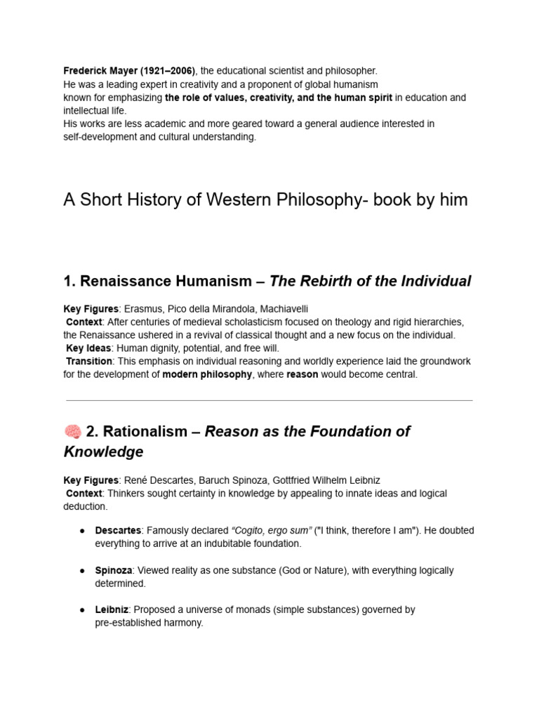 Features of Modern Western Philosophy | PDF | Rationalism | Reason