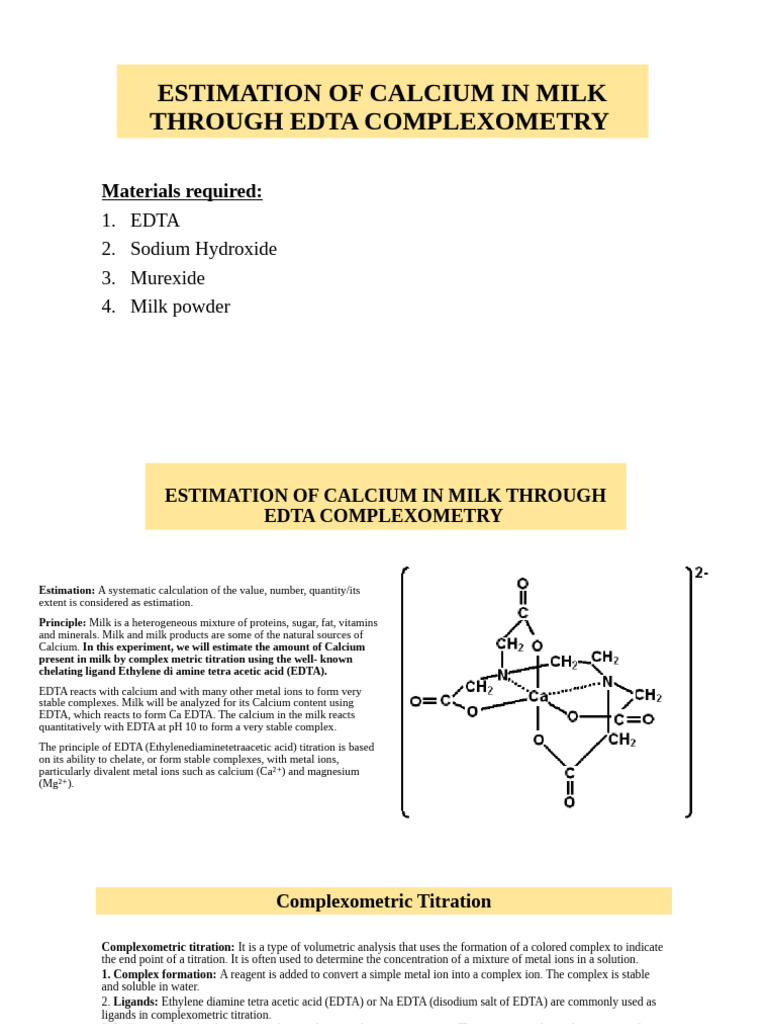 Calcium in Milk | PDF | Ethylenediaminetetraacetic Acid | Chemistry