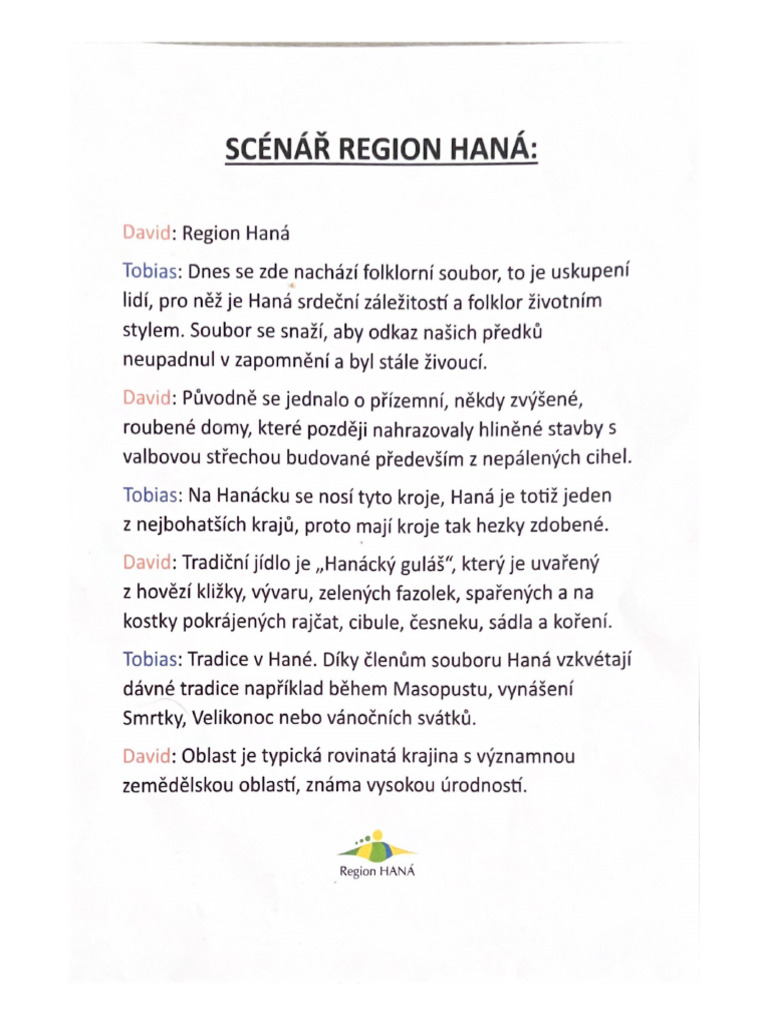 Scénár Region Haná | PDF