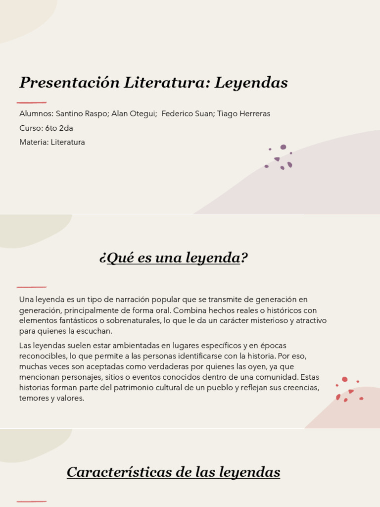 Presentacion N1 Literatura | PDF | Leyendas