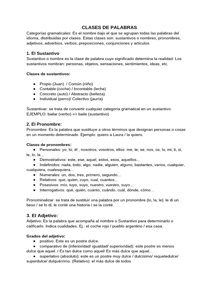 Sust. Adjet, Verbos | PDF | Sustantivo | Adjetivo