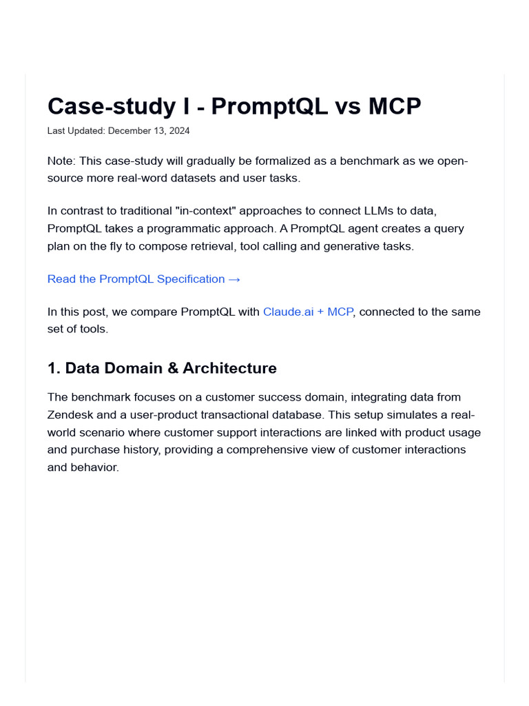 PromptQL vs MCP Case Study Analysis | PDF | Accuracy And Precision ...