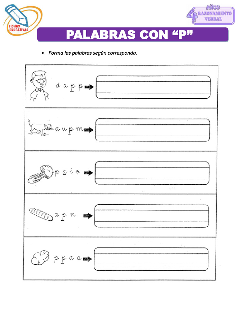 Palabras Con P para Cuatro Anos | PDF