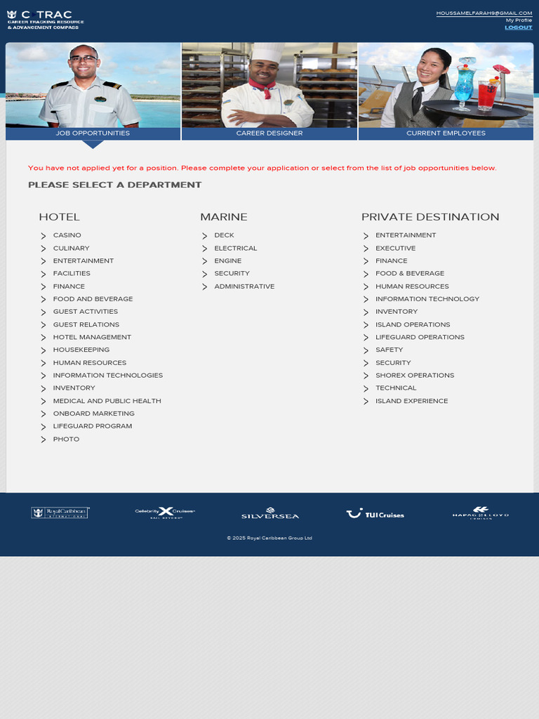 Royal Caribbean Cruises LTD. Job Application Wizard | PDF | Cruise ...