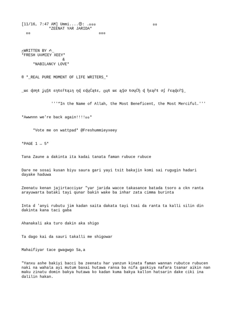 ZEENAT YAR JARIDA Book Complete Document .txt By abooks.com.ng | PDF