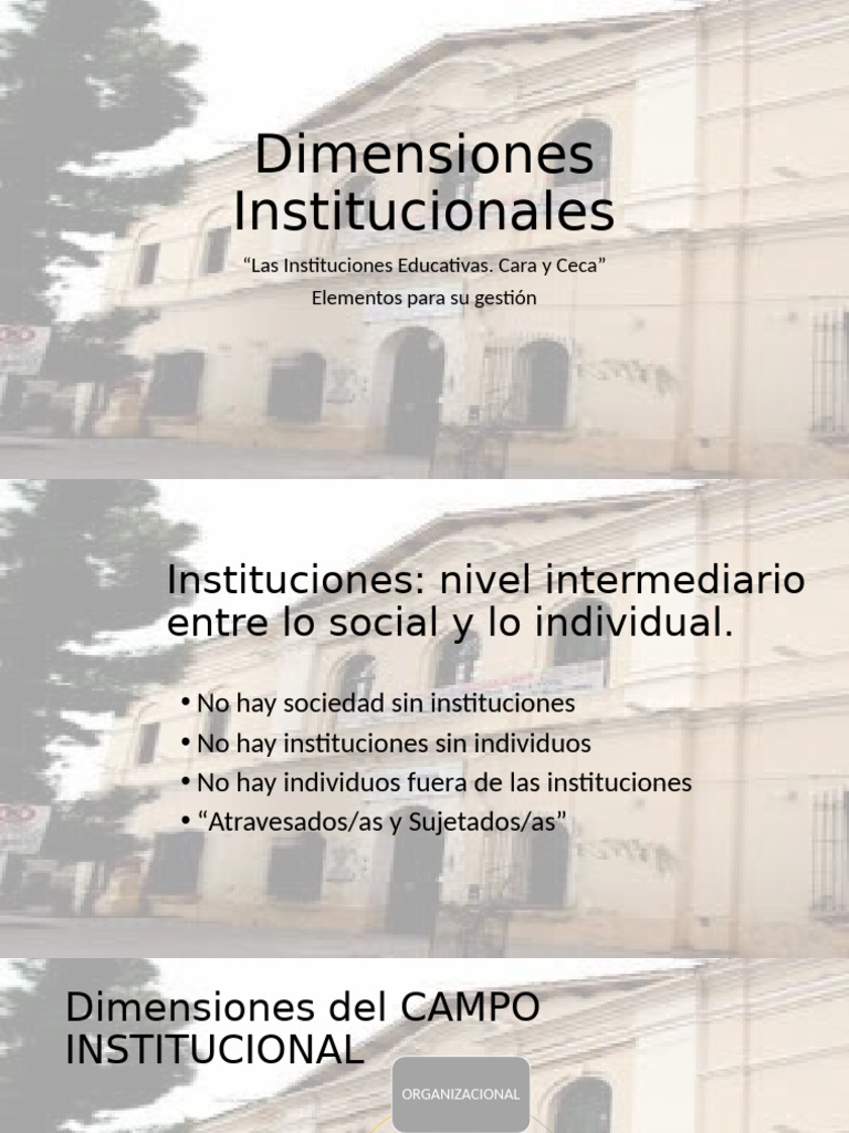 Dimensiones Institucionales en Educación | PDF | Institución | Enseñando