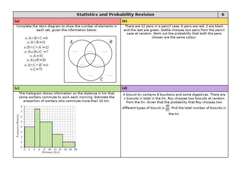 Statistics and Probability Revision Practice Grid 6 | PDF