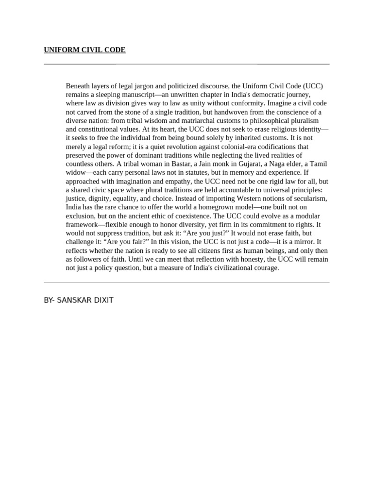 Uniform Civil Code | PDF