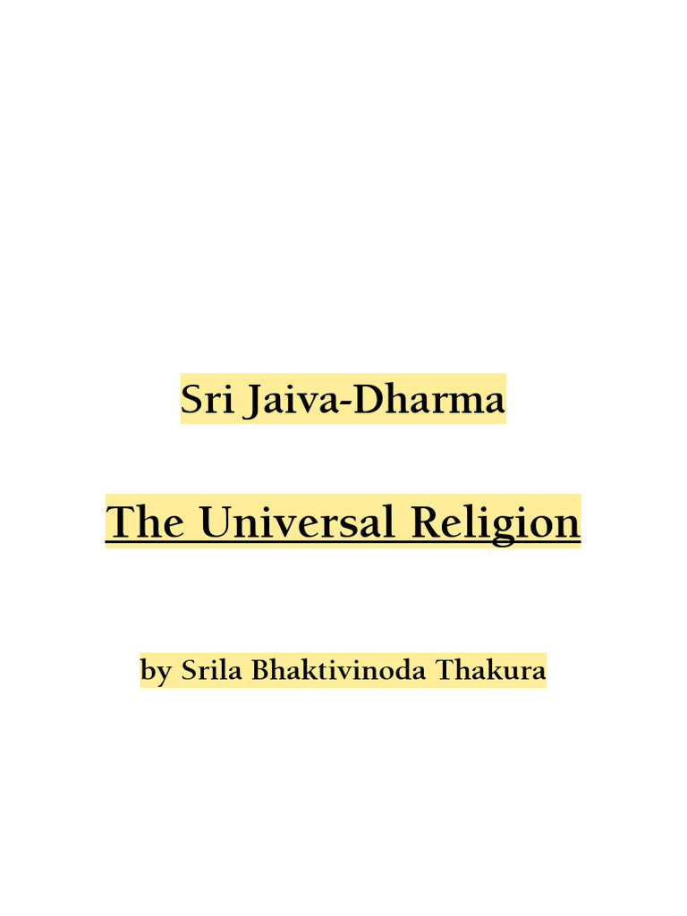 Sri Jaiva Dharma, Bhaktivinoda Thakur | PDF | Soul | Love
