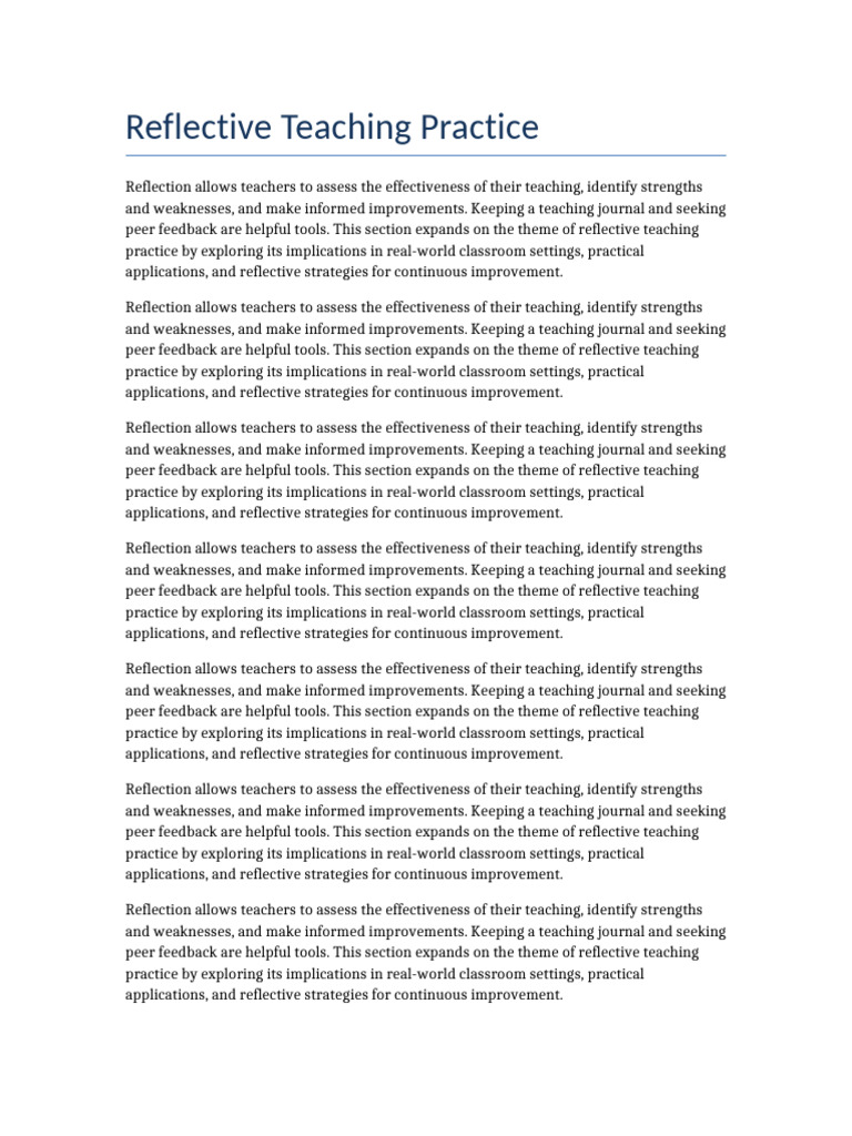 Reflective Teaching Practice | PDF | Teaching | Cognition