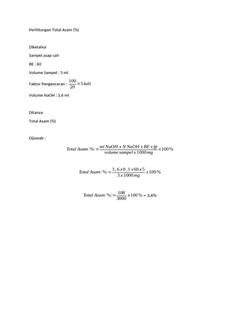 Perhitungan Total Asam | PDF