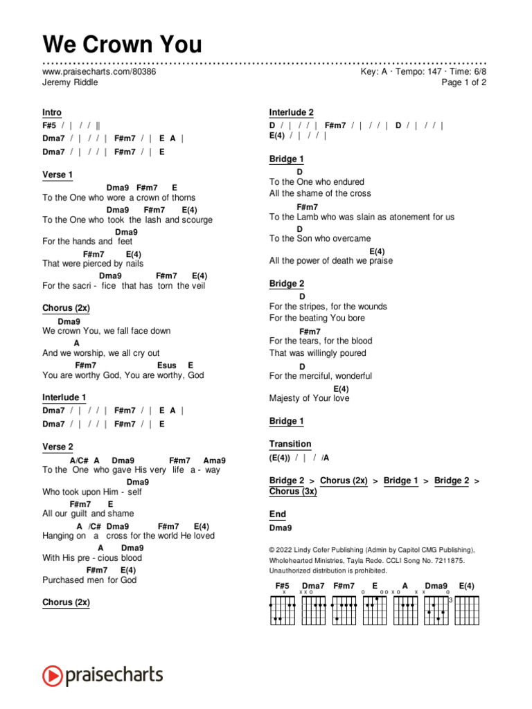 We Crown You - Jeremy Riddle Chords | PDF
