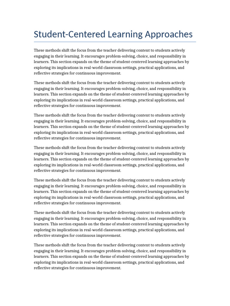 Student-Centered Learning Approaches | PDF | Learning | Behavior Modification