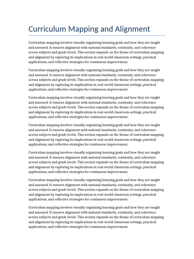 Curriculum Mapping and Alignment | PDF | Curriculum | Education Theory