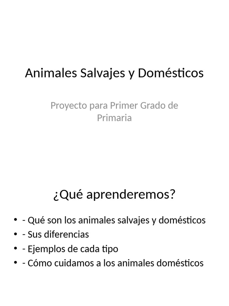 Animales Salvajes y Domesticos Primaria | PDF