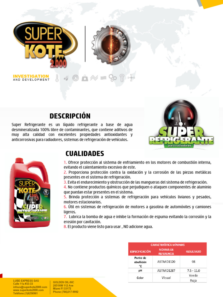 Ficha Técnica de Super Refrigerante | PDF