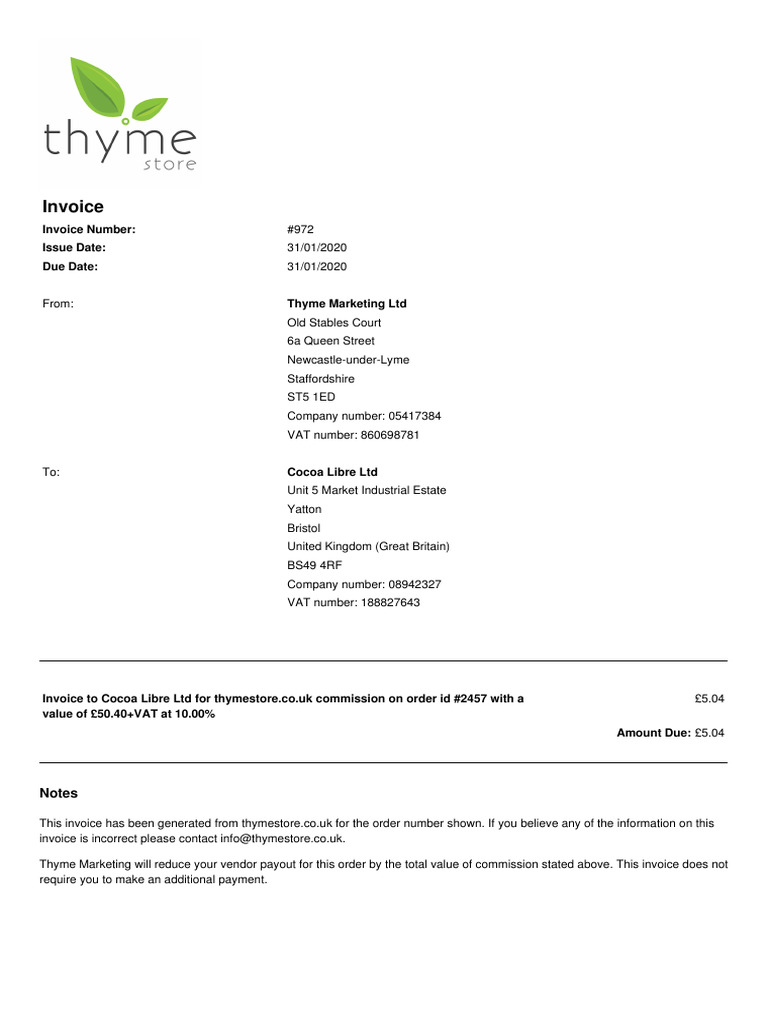 Commission Invoice 2457 | PDF