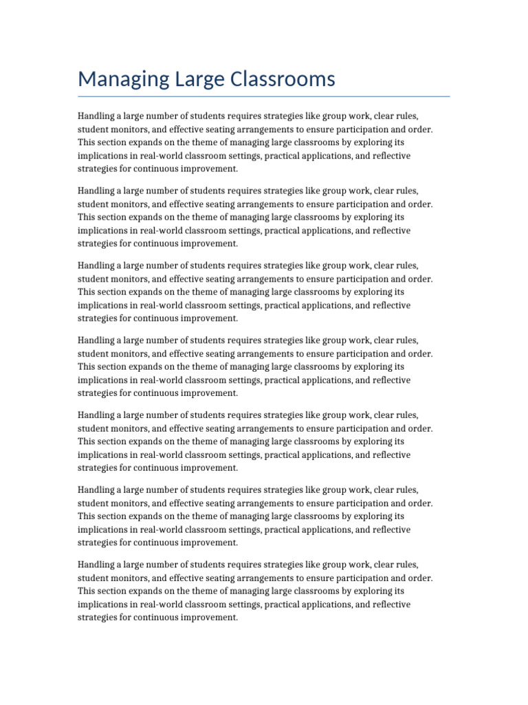 Managing Large Classrooms | PDF | Learning