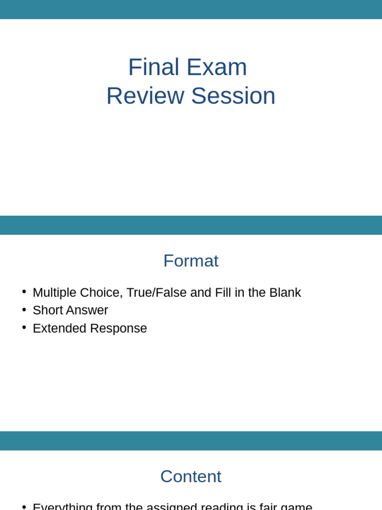 Final Exam Review Session 2 | PDF