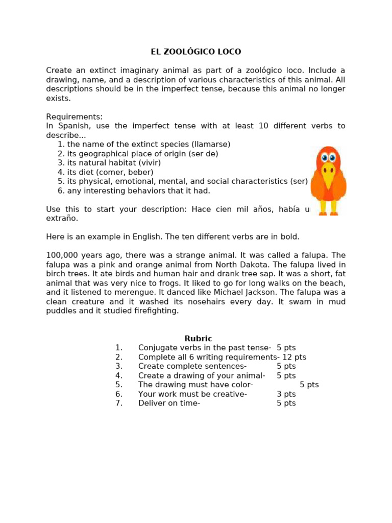 El Zoologico Loco Project | PDF | Grammatical Tense | Grammar