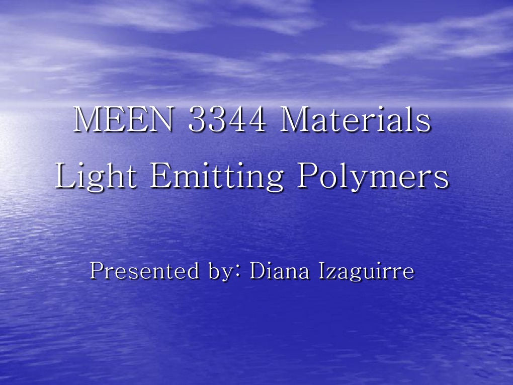 Light Emitting Polymers Overview | PDF | Home & Garden