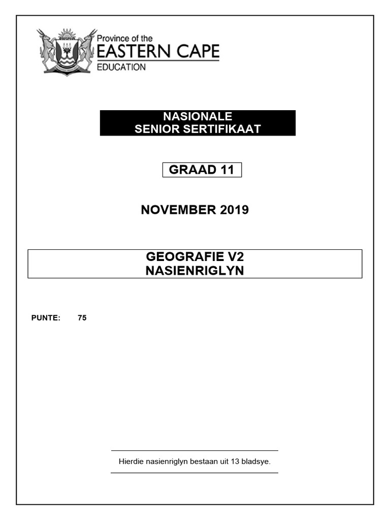 Geography p2 Memo Gr11 Nov 2019 - Afr D | PDF