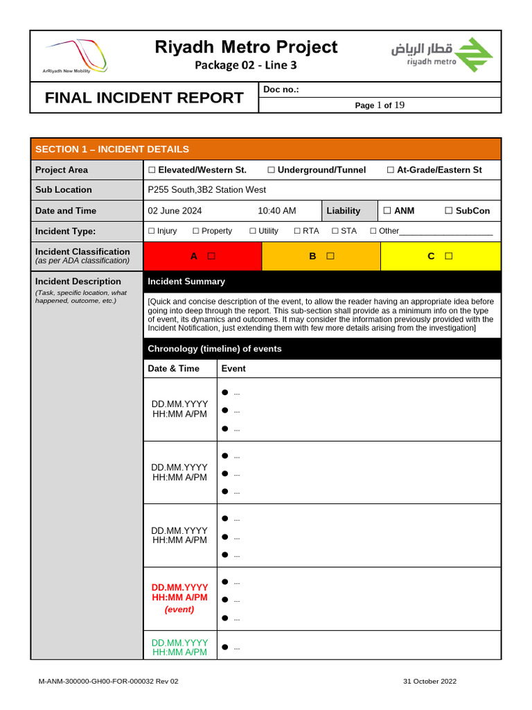 M-ANM-300000-GH00-FOR-000032-02 - Final Incident Report | PDF | Risk