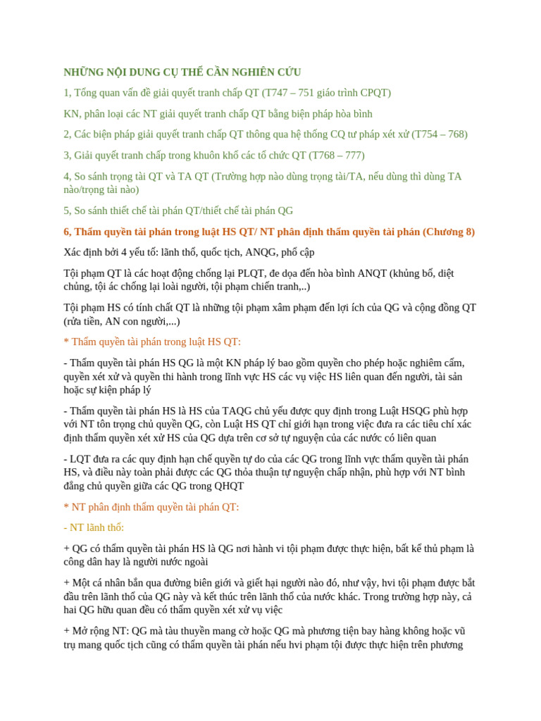 NOTE THIẾT CHẾ TPQT | PDF