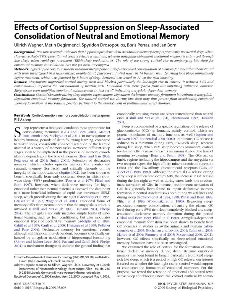 ARTIGO 02 - Effects of Cortisol Suppression On Sleep-Associated | PDF ...