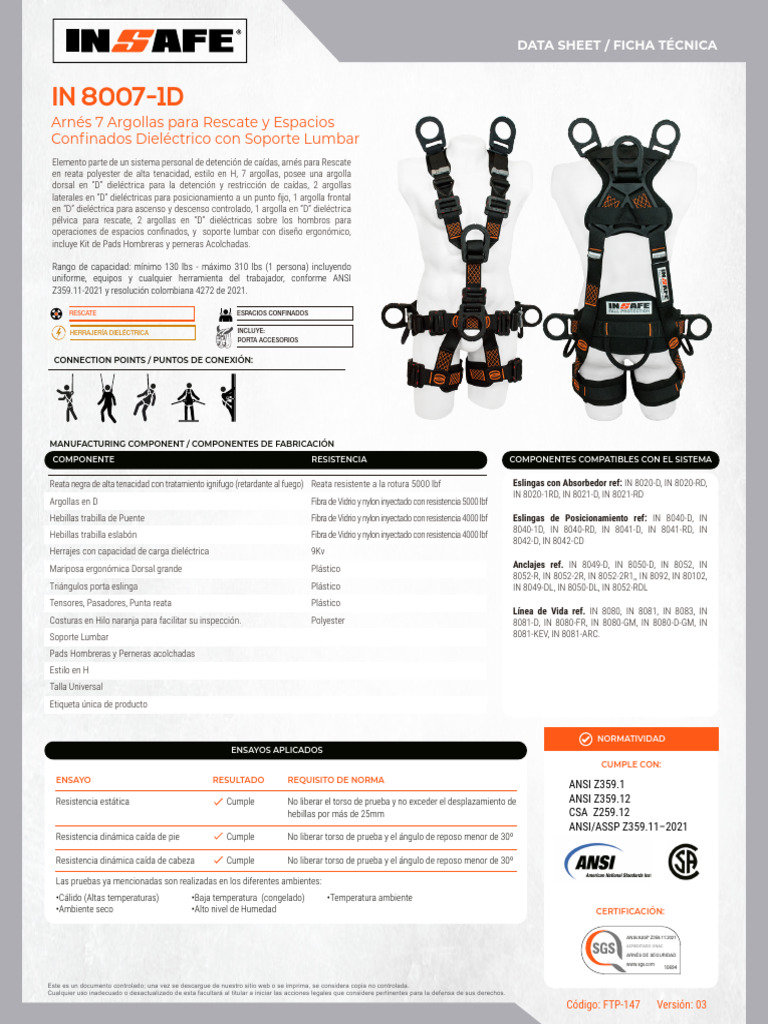 FICHA TECNICA ARNES RESCATE IN 8007-1D-FTP-147_ | PDF
