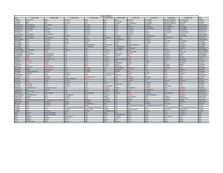 Week 8 Schedule 2023 - Tuesday Modified Groups (1) 2 | PDF | Leopard