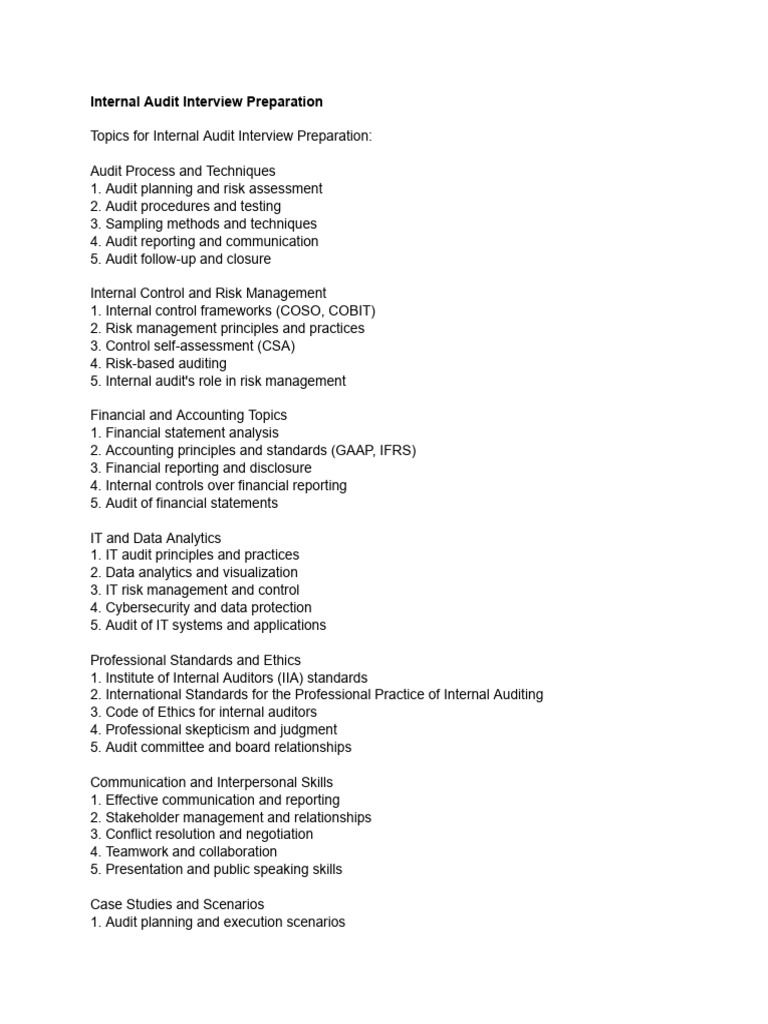 Internal Audit Interview Guide | PDF