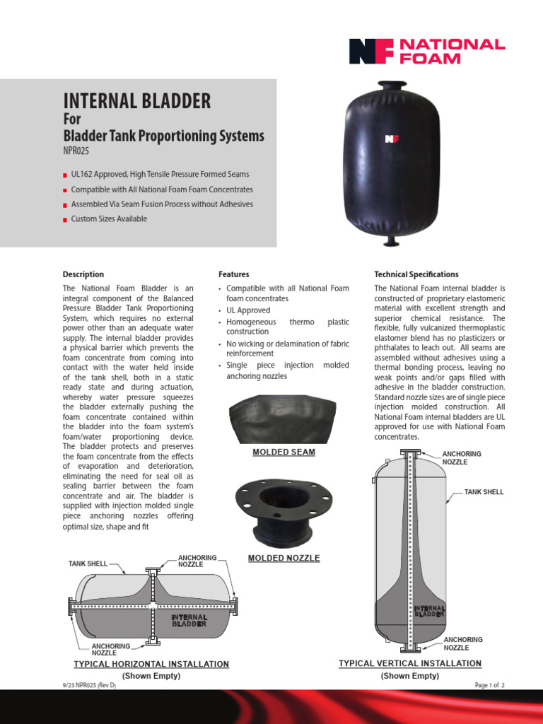 NPR025 Bladder Tank Internal Bladder Rev D 2 | PDF | Foam | Adhesive