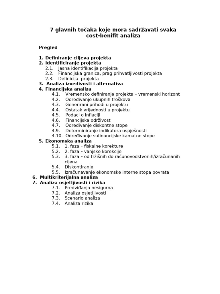 Sadrzaj Cost Benefit Analize | PDF