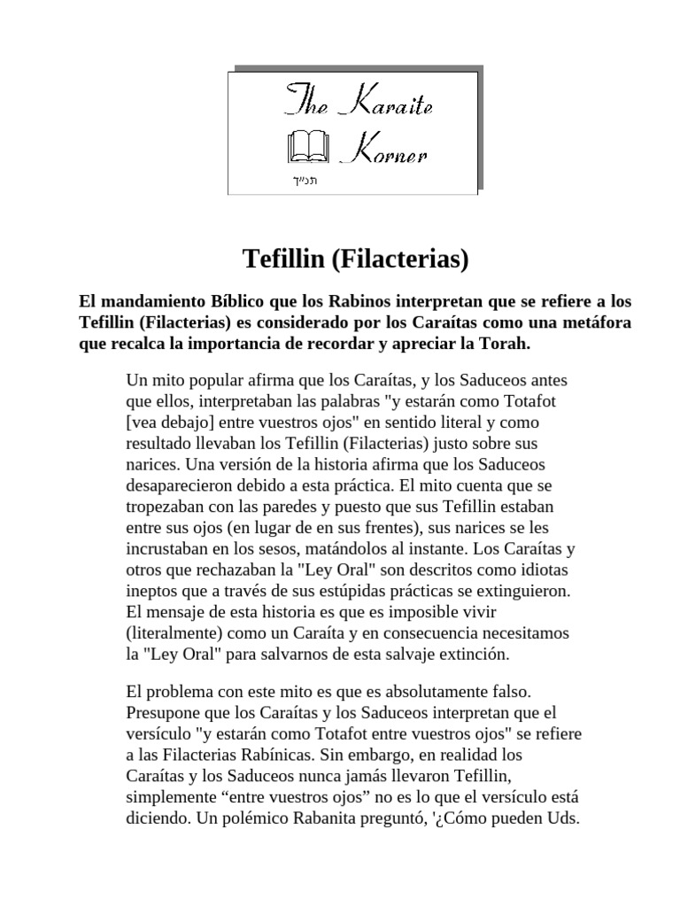 Tefillin Filacterias | PDF | Torá Oral | Teología judía