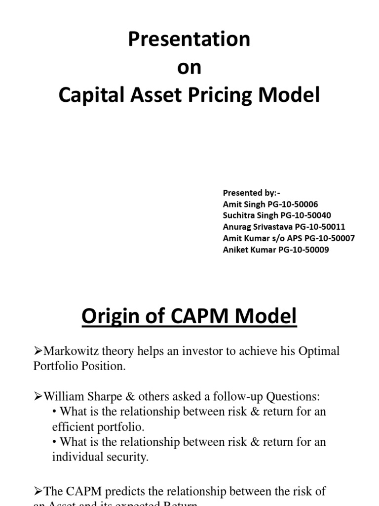 Capm Model | PDF | Capital Asset Pricing Model | Market (Economics)