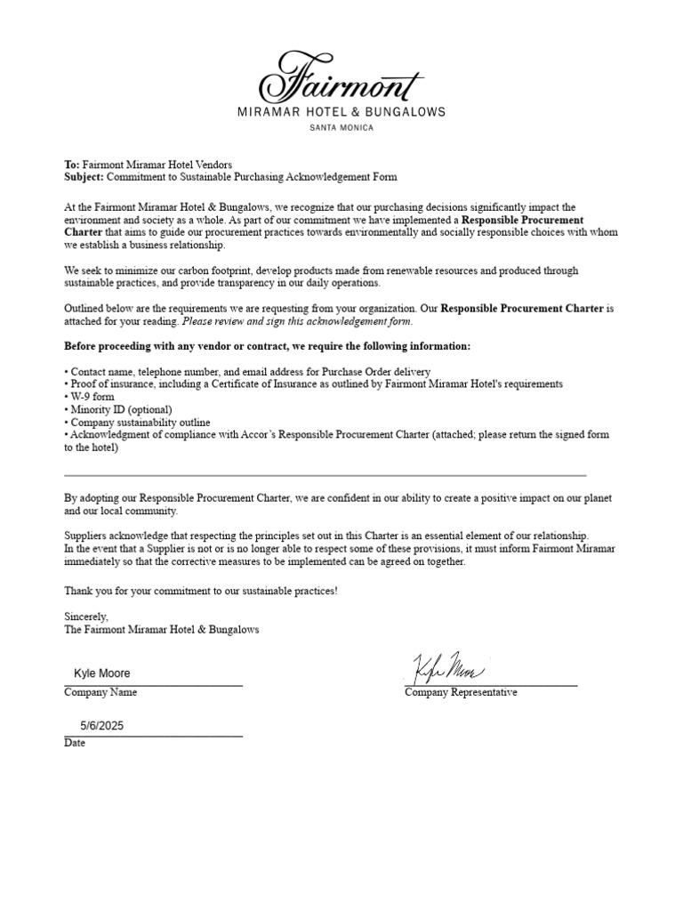 Kyle Moore Responsible Purchasing Charter - ADP | PDF